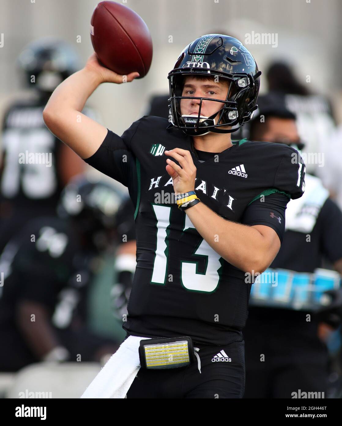 4 settembre 2021 - Hawaii Rainbow Warriors quarterback Brayden Schager ...