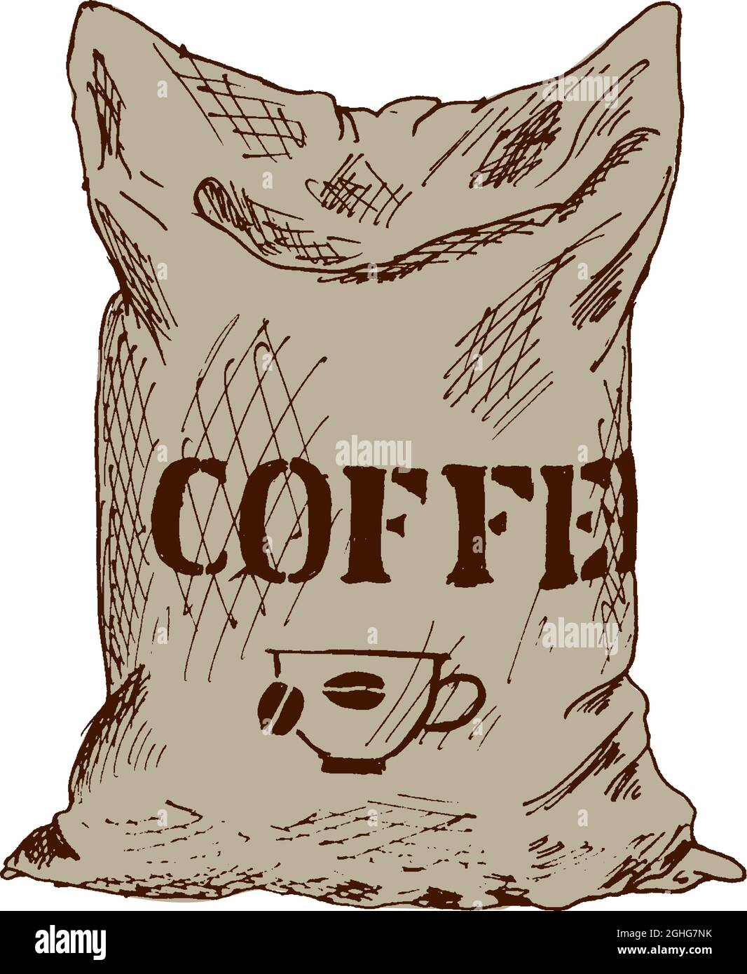 Sacchetto di caffè disegno a mano disegno disegno disegno disegno ...