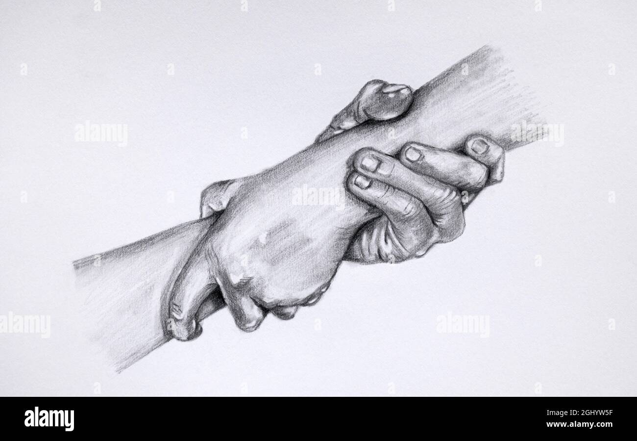 Disegni Di Due Mani Insieme Due Mani Vettoriali, Illustrazioni E