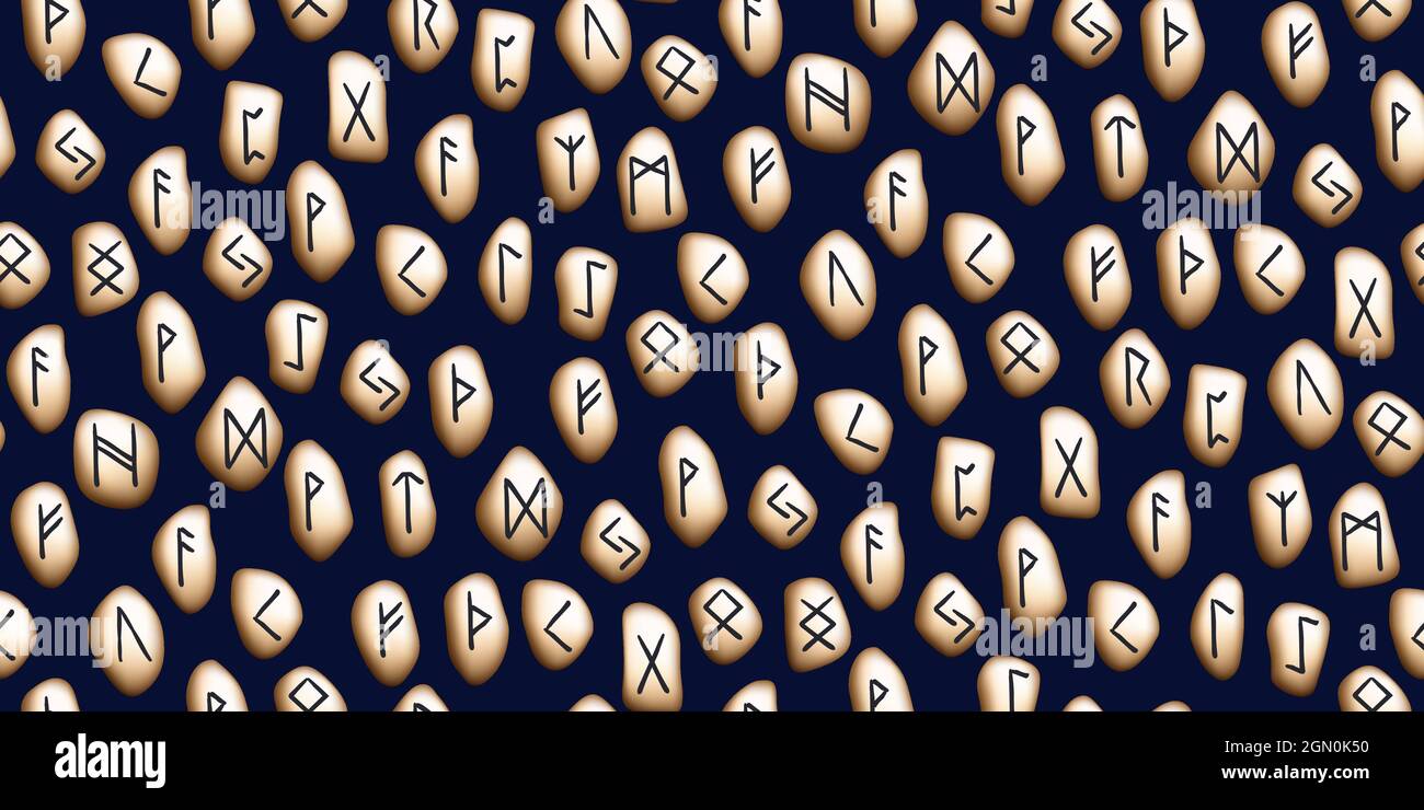 Rune modello etnico senza soluzione di continuità. Alfabeto runico ...