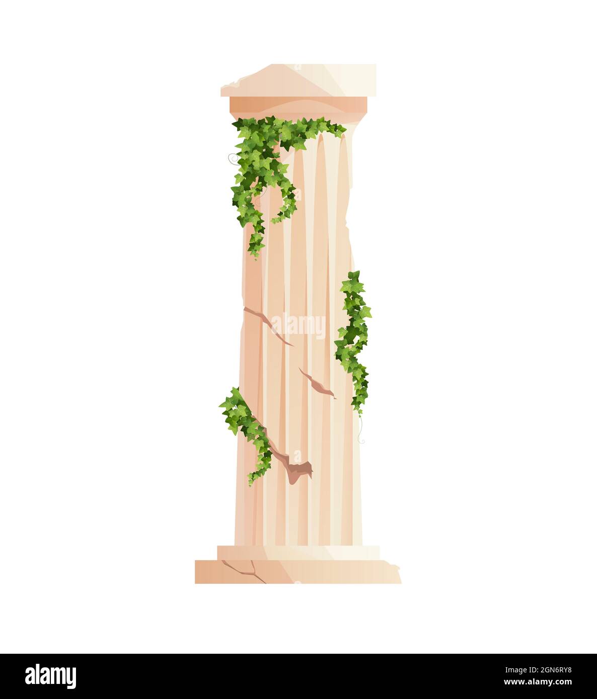 Antica colonna greca con rami di alpinismo edera. Pilastro romano ...