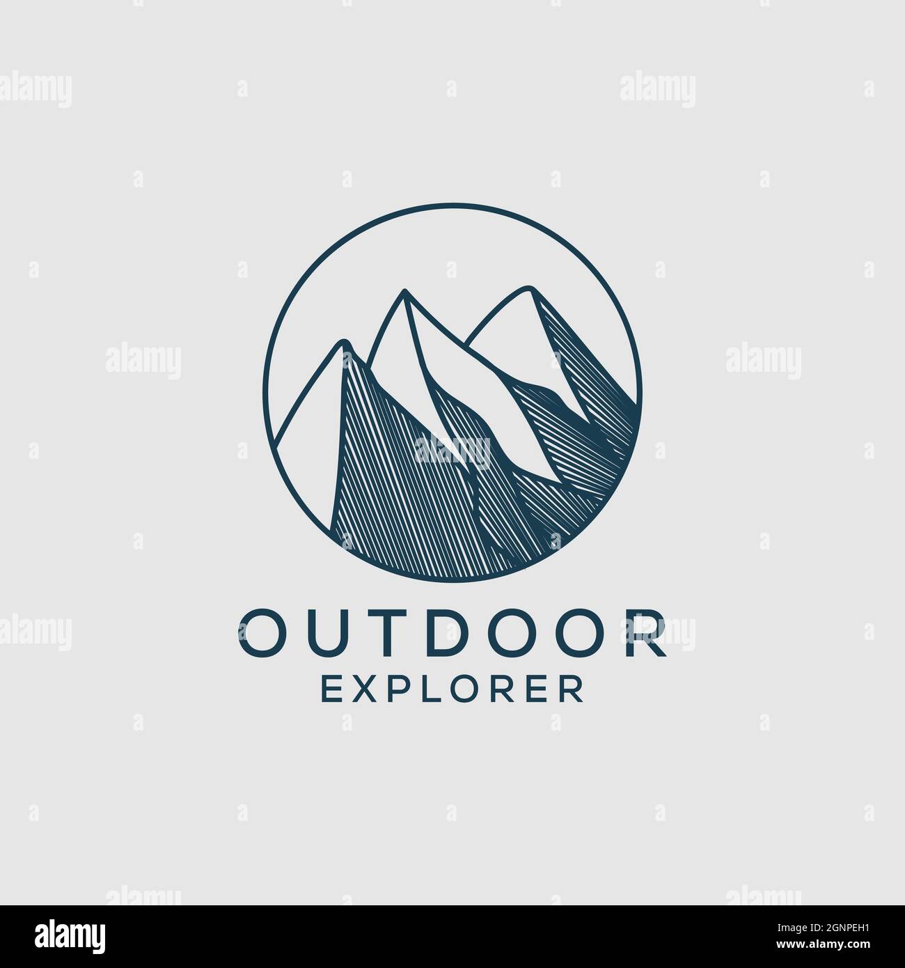 Disegno del logo outdoor explorer, illustrazioni grafiche mountain ...