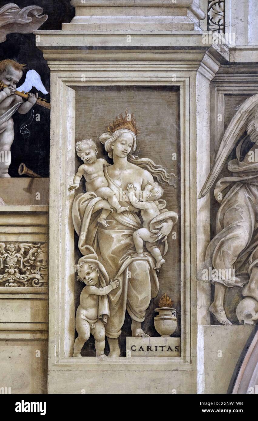 La Caritas, dettaglio di Filippino Lippi affreschi nella Cappella ...