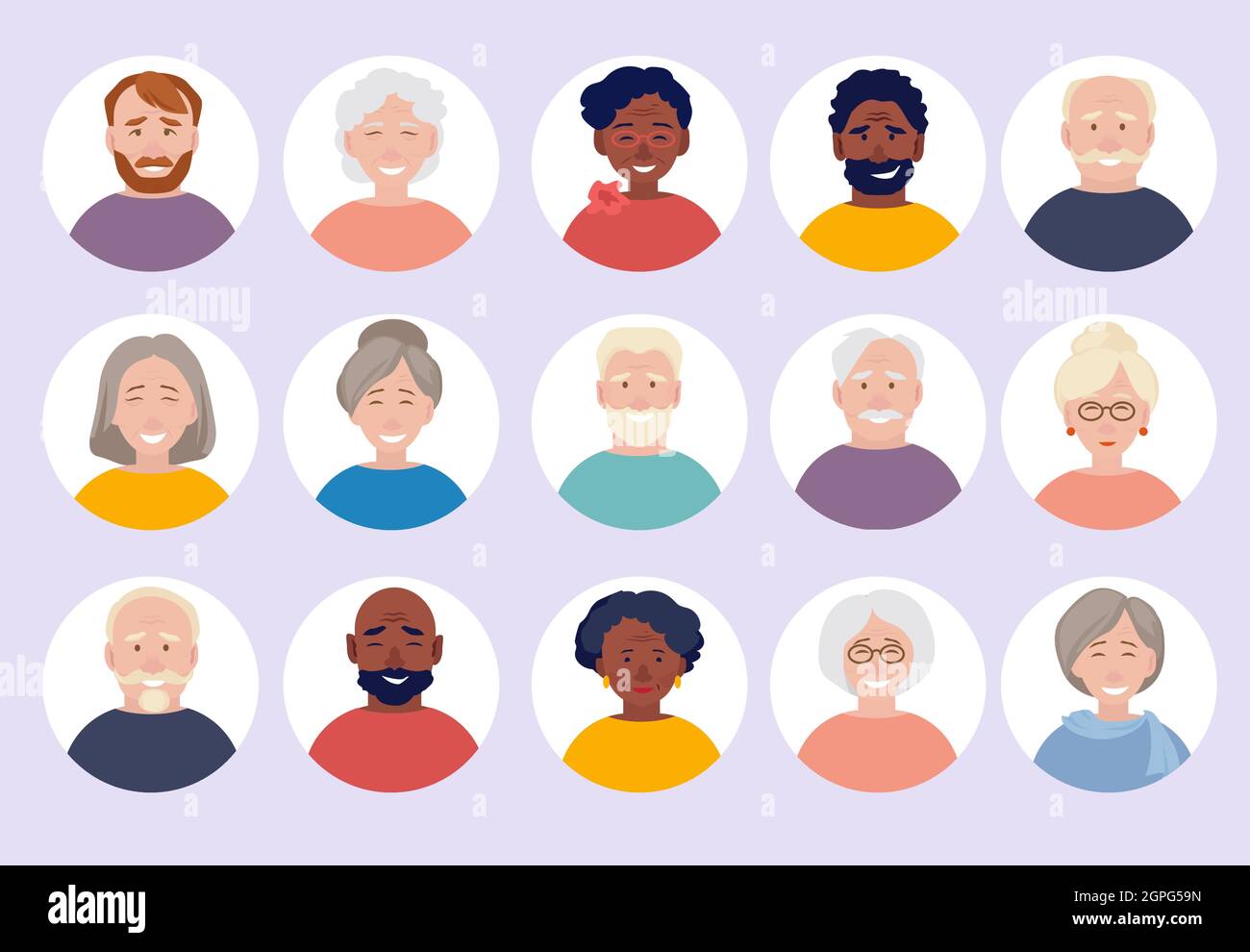 Anziani avatar. Volti di persone anziane per web cv o id doc vettore ...