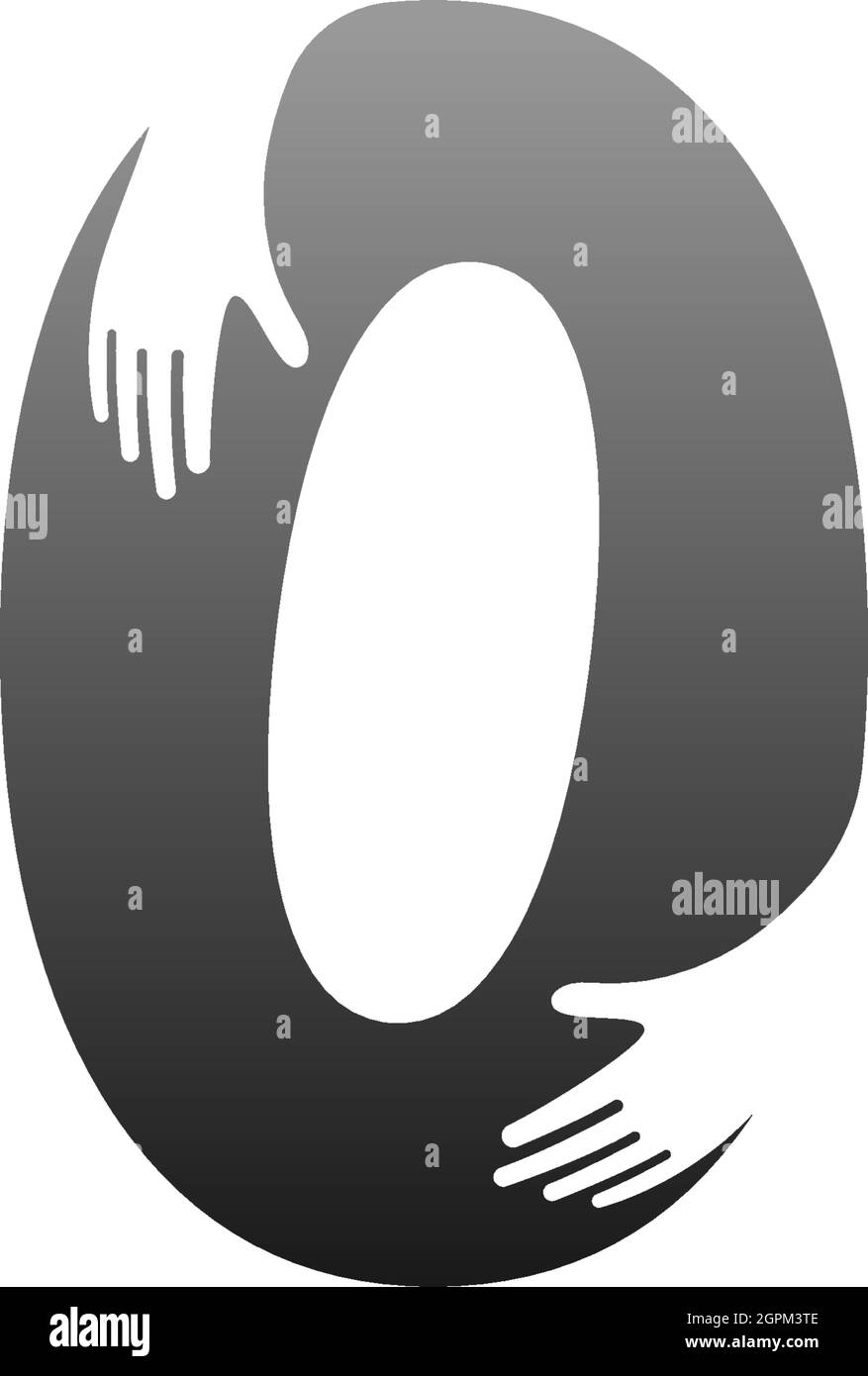 Icona del logo numero zero con modello del simbolo del disegno a mano ...
