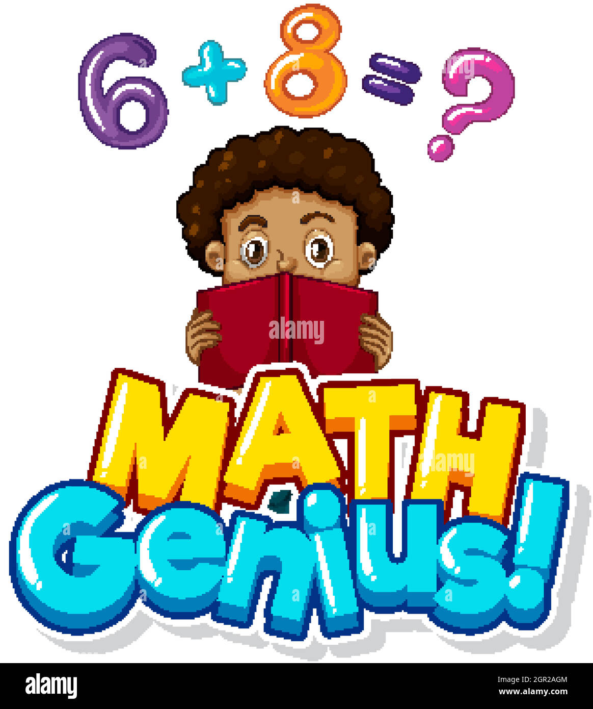 Disegno del carattere per genio di matematica con il ragazzo che fa i ...