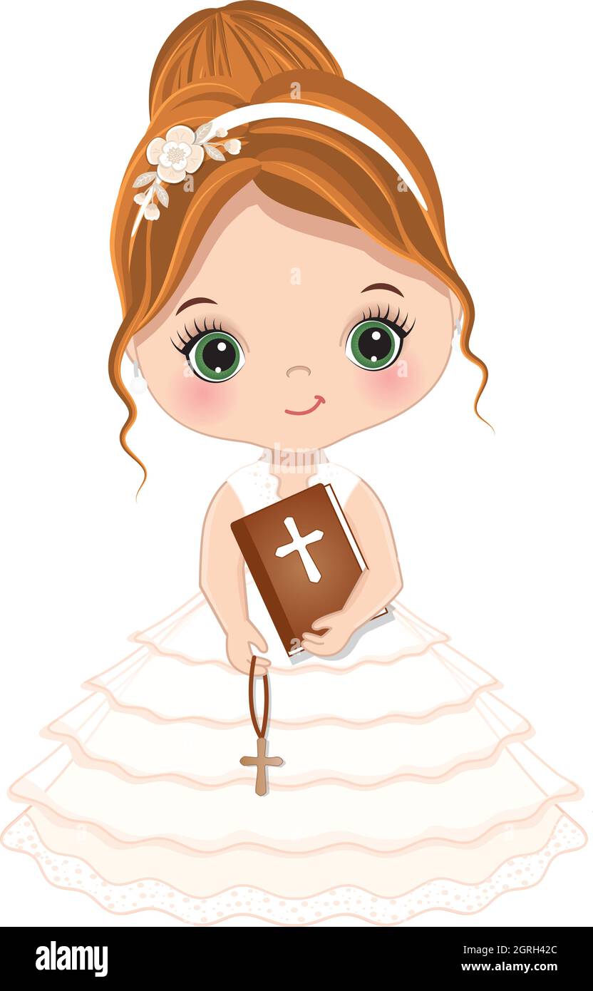 Prima comunione per la ragazza. 1° comunione vettoriale per carino ...