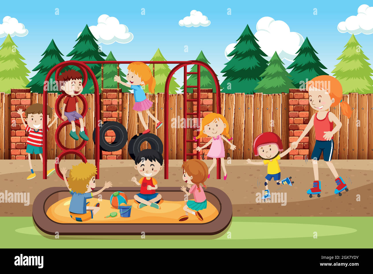 Recinzione del parco giochi Immagini Vettoriali Stock - Alamy