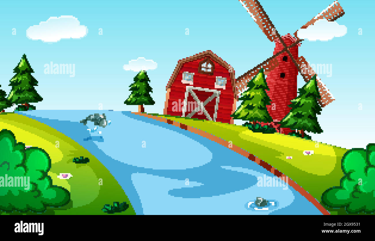 Sfondo di disegno del mulino a vento Immagini Vettoriali Stock - Alamy