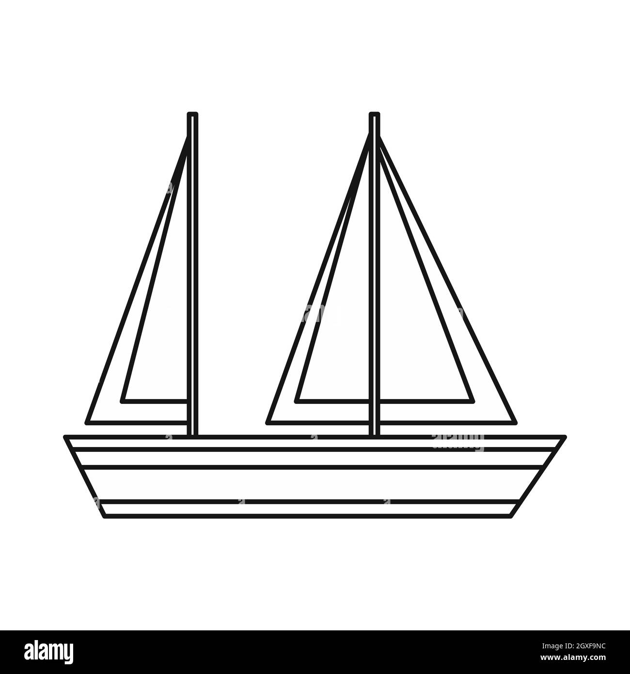 Icona barca a vela in stile contorno isolato su sfondo bianco. Simbolo ...