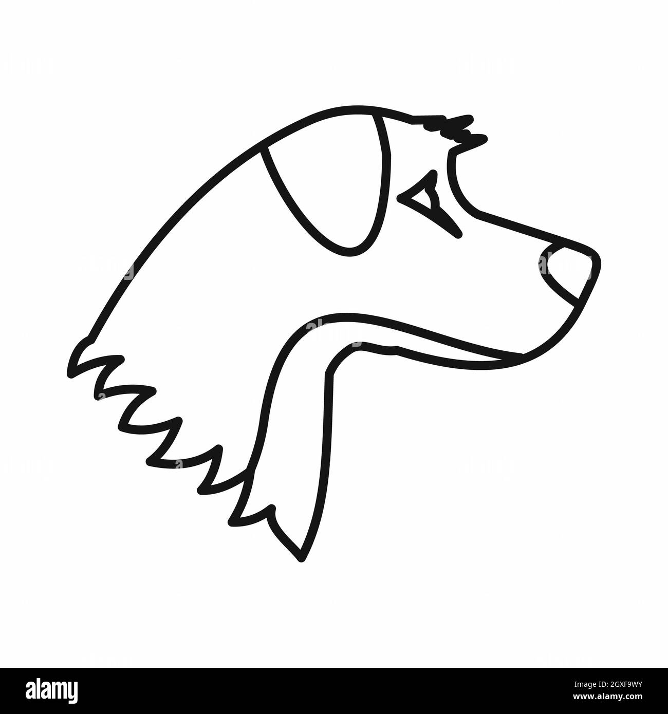 Icona cane in stile contorno isolato su sfondo bianco. Animali simbolo ...