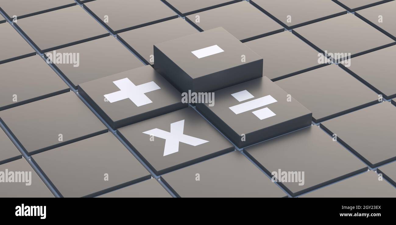 Simboli matematici. Segni matematici di base. Più, meno, segni di ...