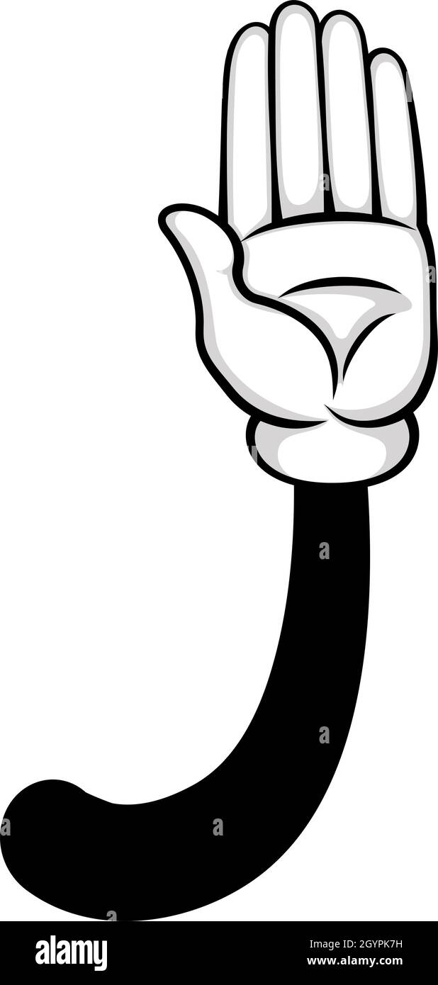 Gesto ciao e saluto, mano aperta palmo. Vettore comico ciao e saluto o ...