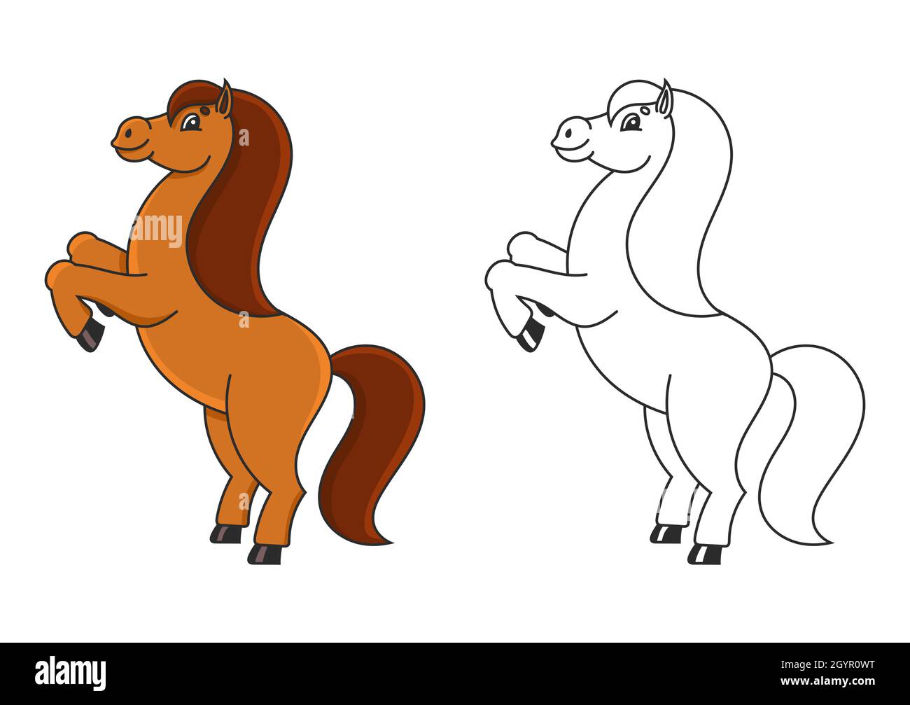 Libro da colorare per bambini. Il cavallo si è allevato. L'animale da ...