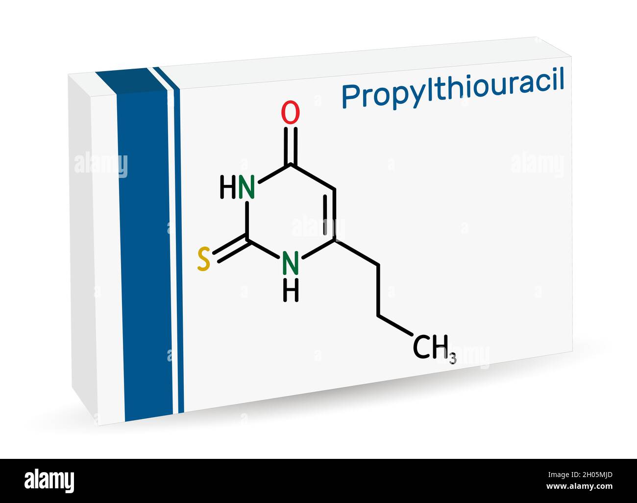 Propiltiouracil, molecola PTU. È derivato di tiourea con proprietà ...