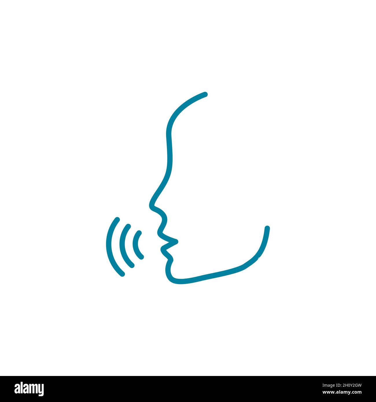 Icona della linea vocale umana. Persona che parla con il simbolo del ...