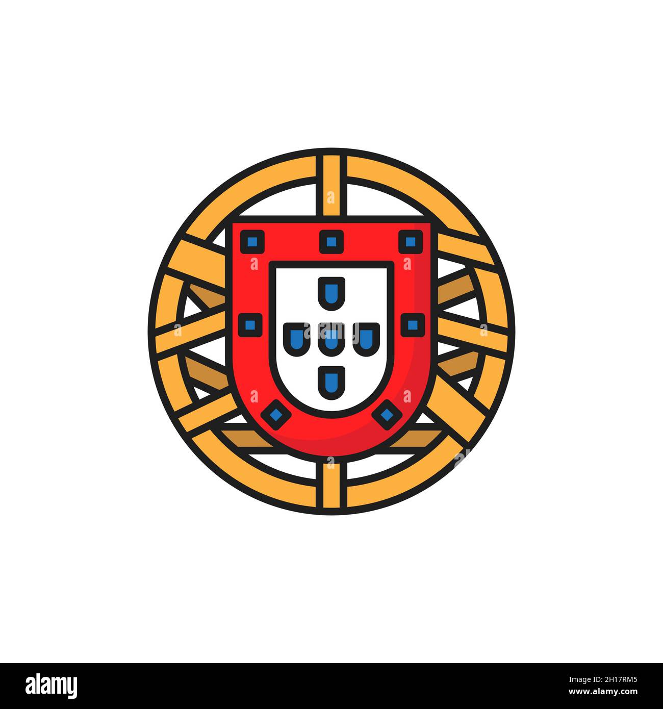 Portogallo stemma isolato bandiera nazionale emblema isolato. Vettore ...