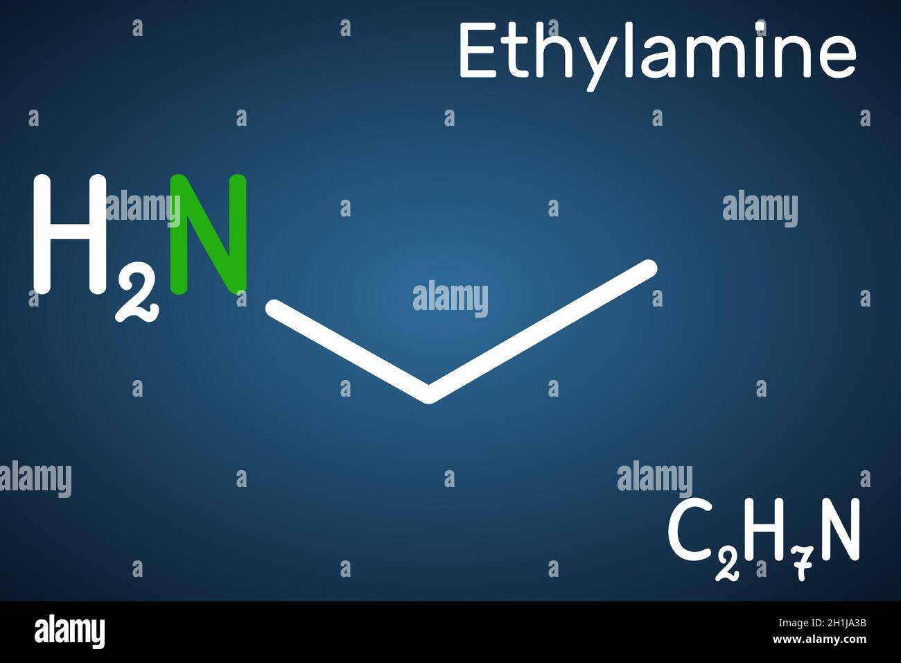 Etilammina, etanammina, amminoetano, molecola di etilammina. Si tratta ...