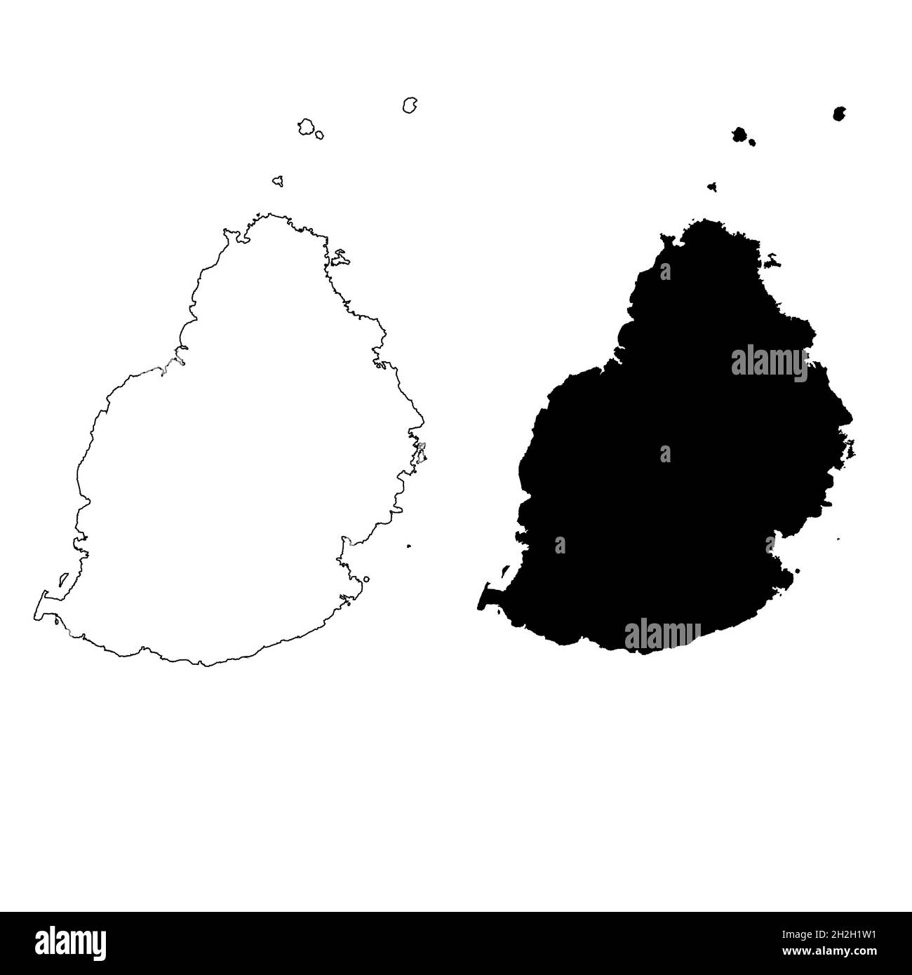 Mappe di Mauritius su sfondo bianco. Mauritius cartografia. Mappa del ...