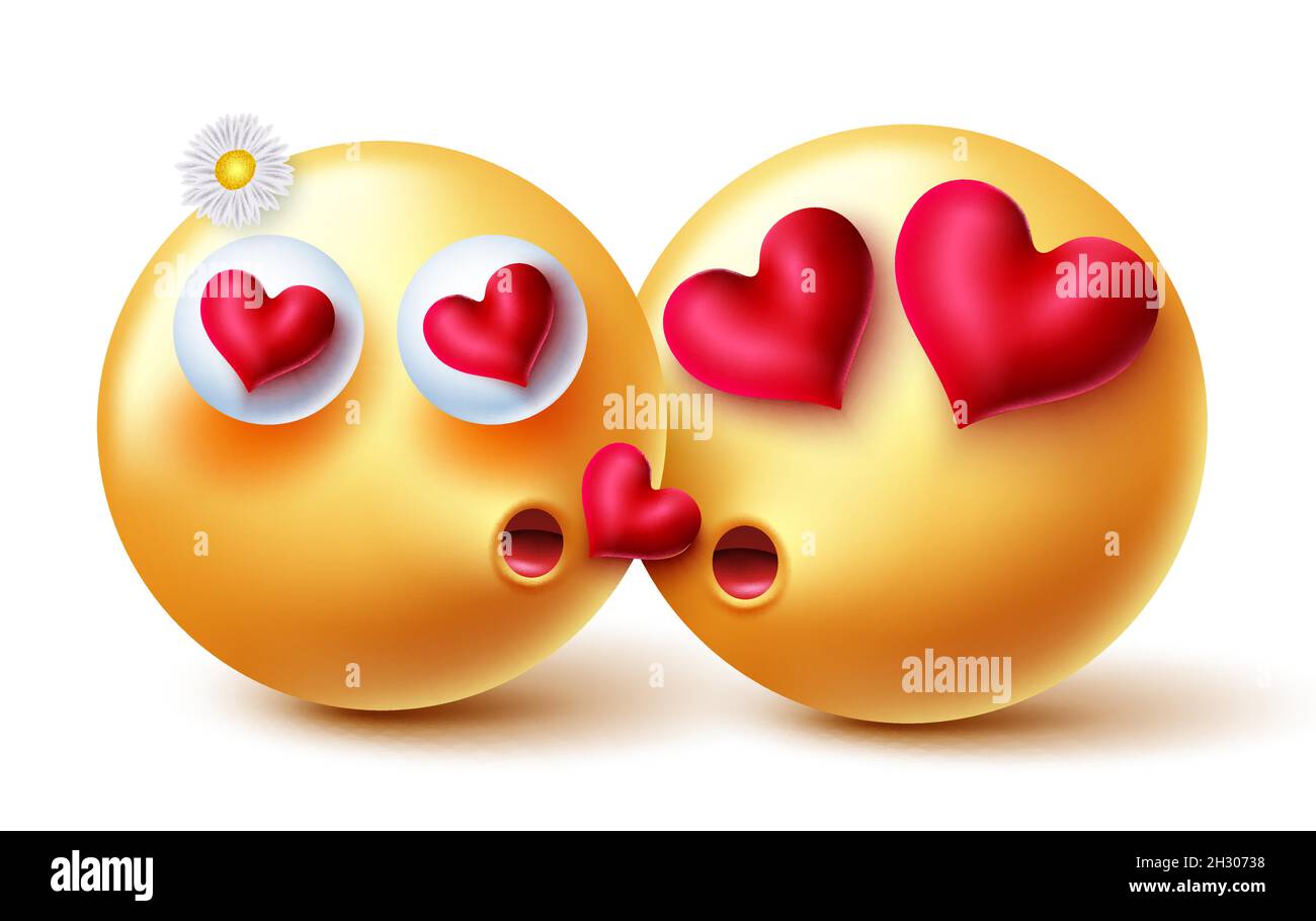 Smileys valentine Lovers vettoriale design. Emoji emoticon 3d inlove ...