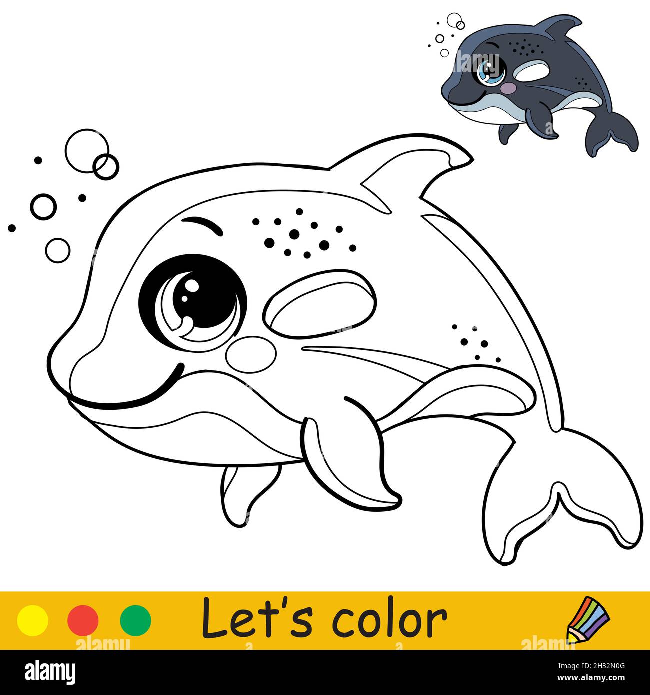Cartoon orca. Libro da colorare per bambini in età prescolare con ...