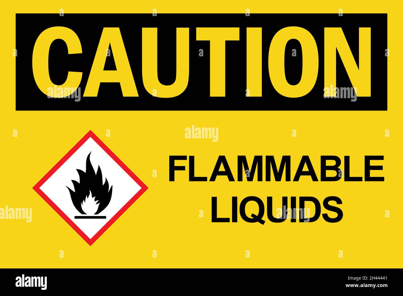 Cartello di avvertenza liquidi infiammabili. Nero su sfondo giallo ...