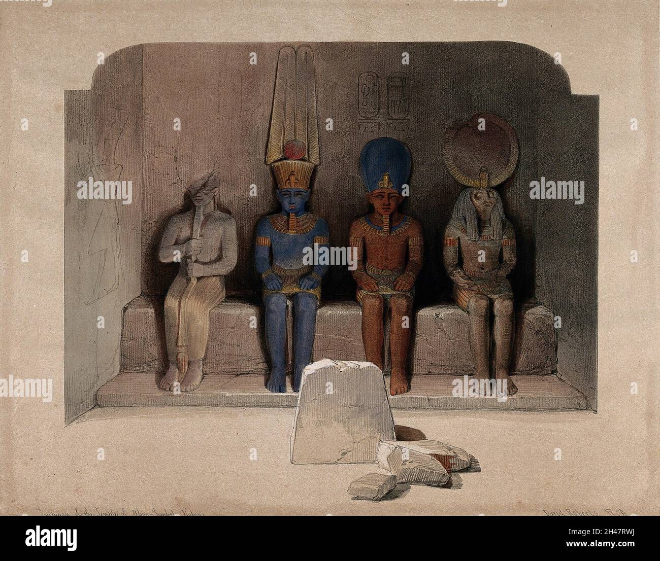 Statuario delle divinità egiziane nel tempio di Abu Simbel, Egitto ...