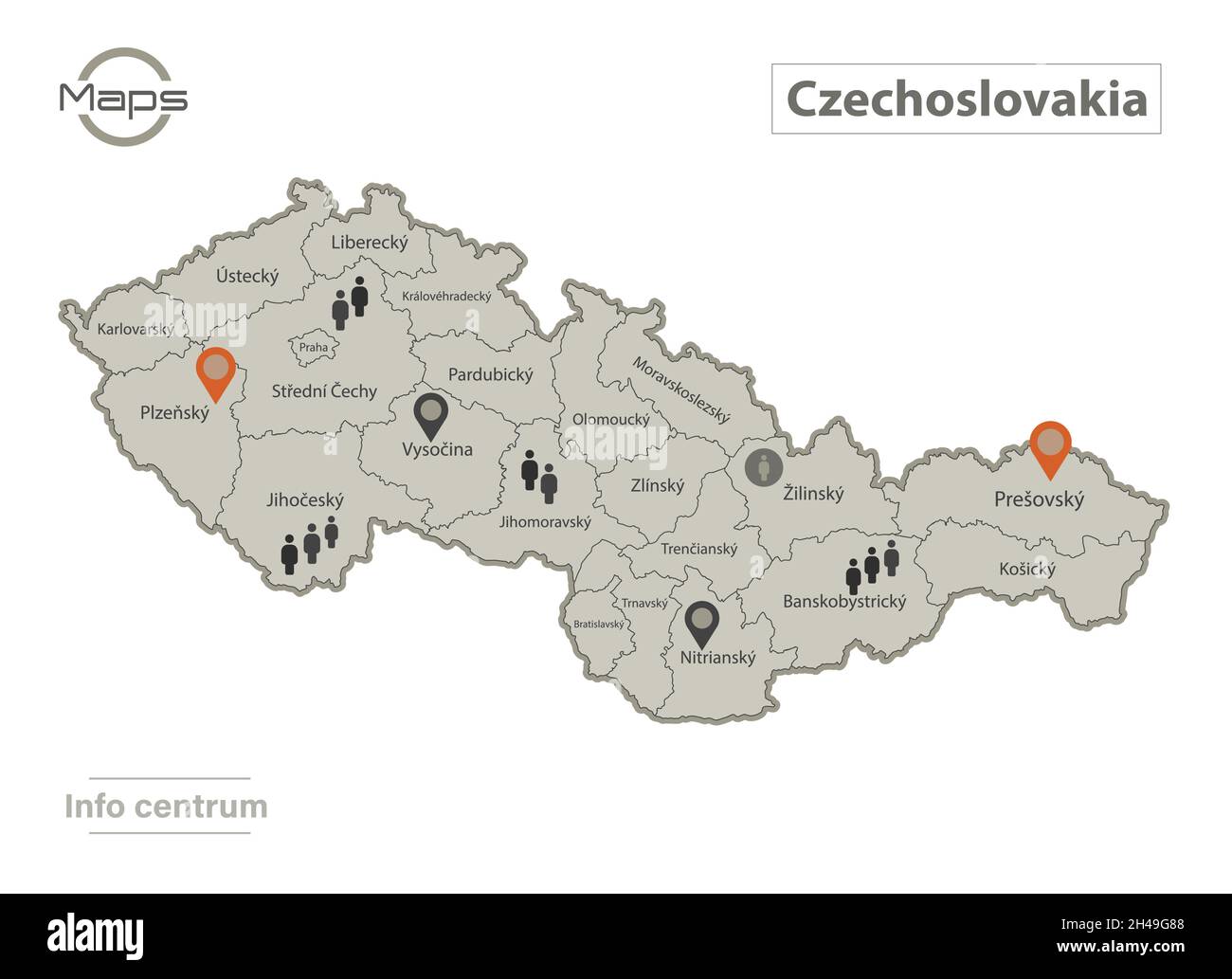 Mappa di praga cecoslovacchia Immagini Vettoriali Stock - Alamy