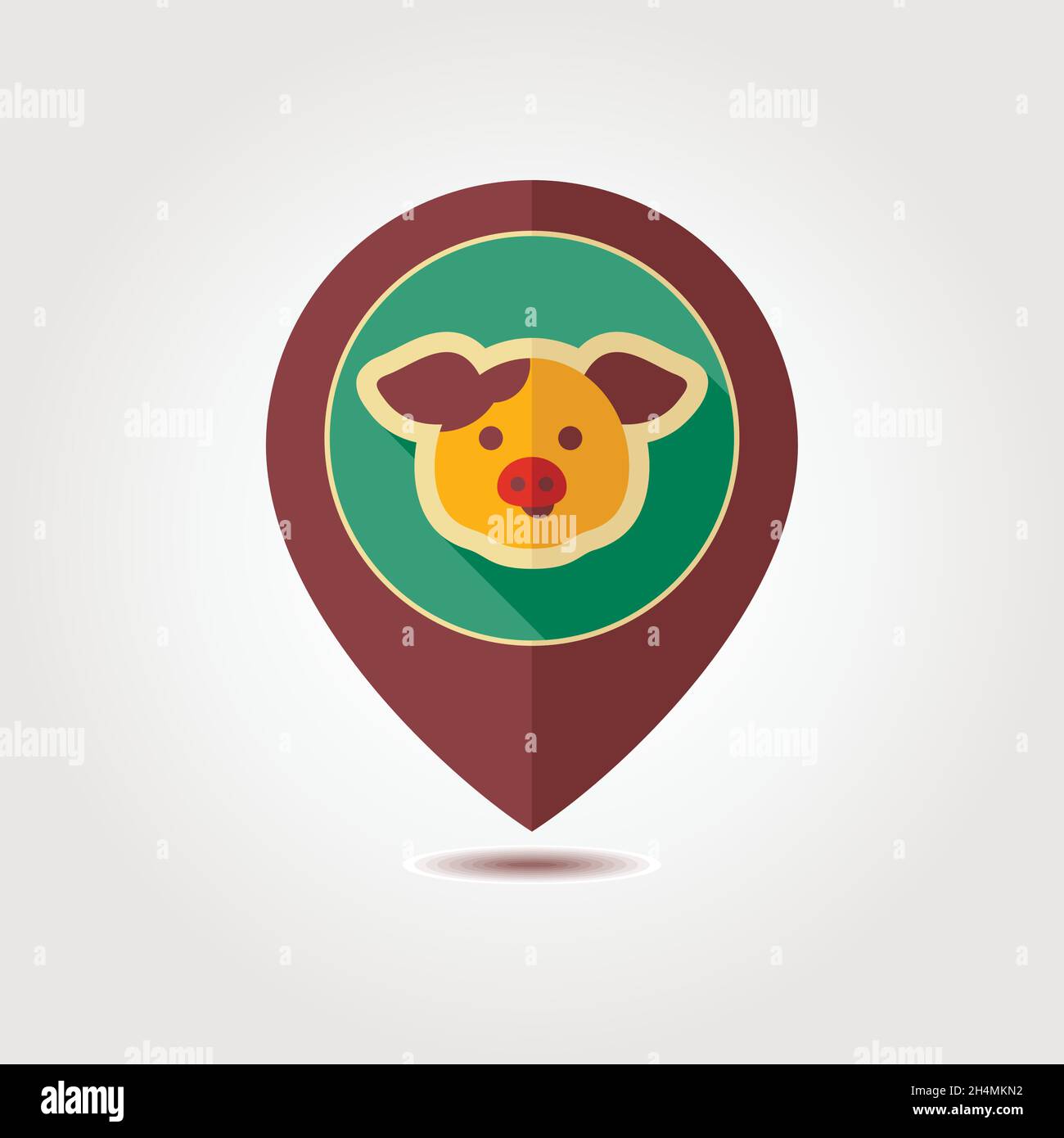 Spina di maiale icona della mappa. Animali da allevamento puntatore ...