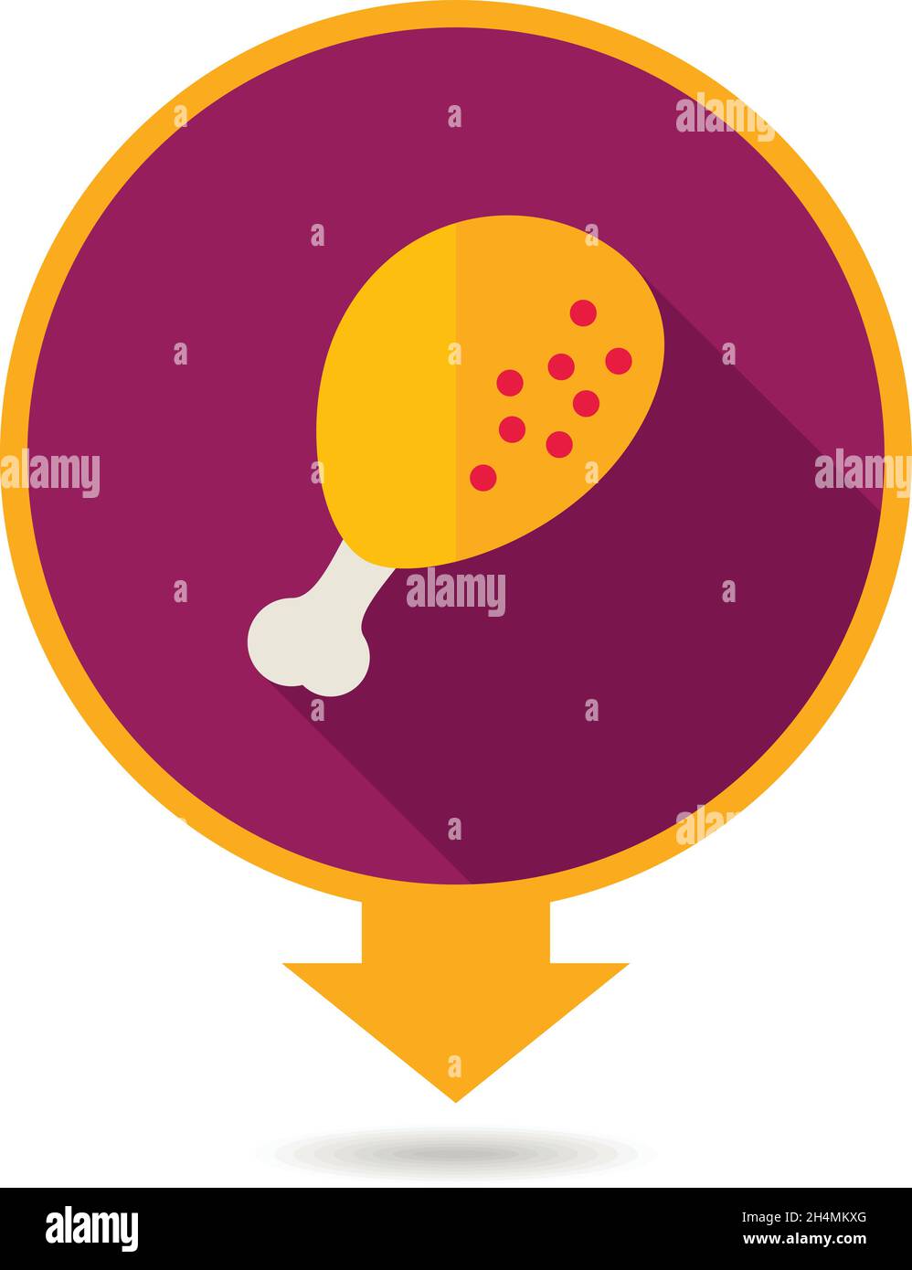 Pollo gamba pin icona della mappa. Animali da allevamento puntatore ...