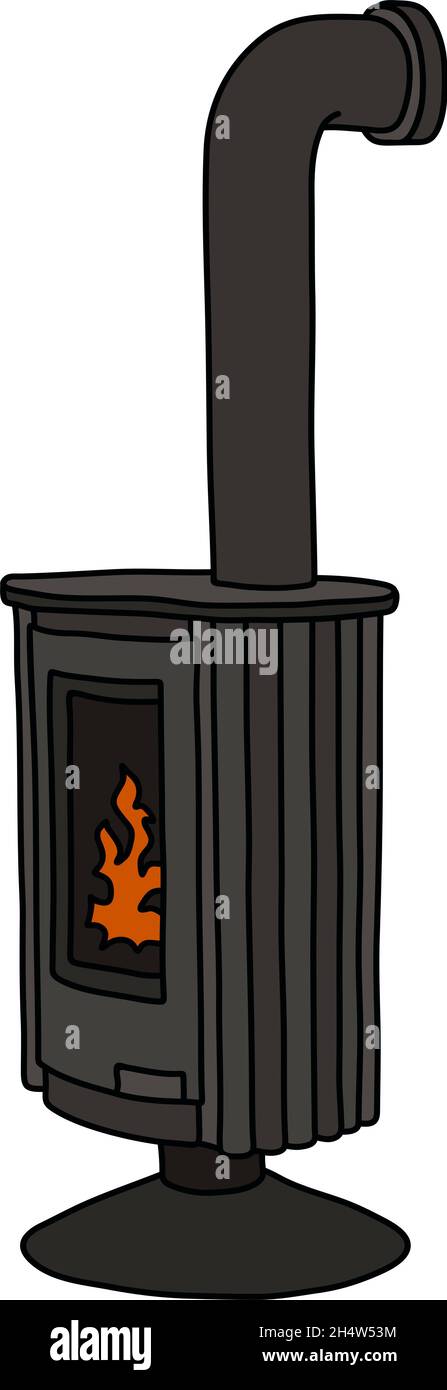 Il disegno a mano di una stufa nera di disegno moderna Immagine e ...