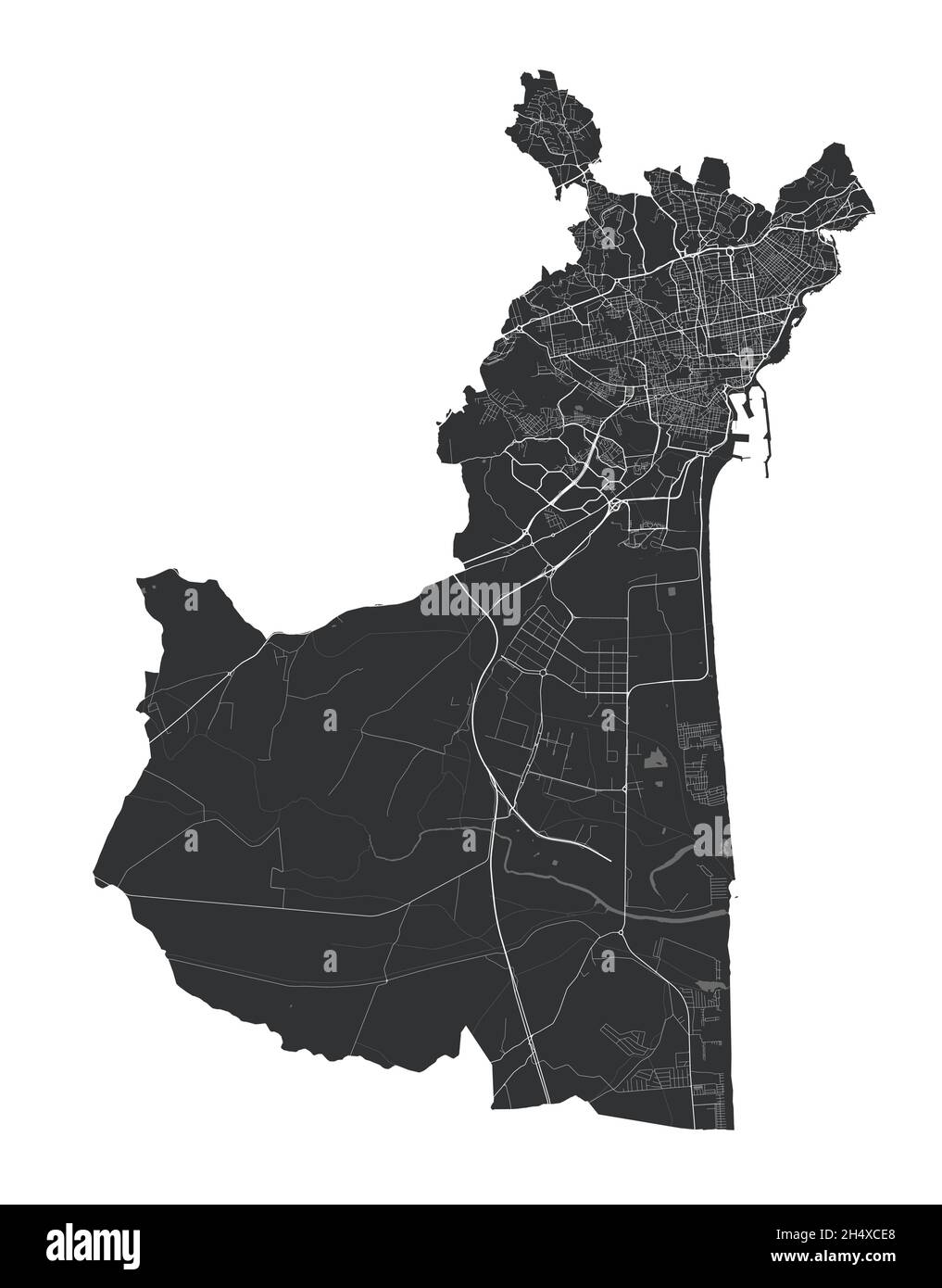 Mappa vettoriale di Catania. Mappa vettoriale dettagliata dell'area ...