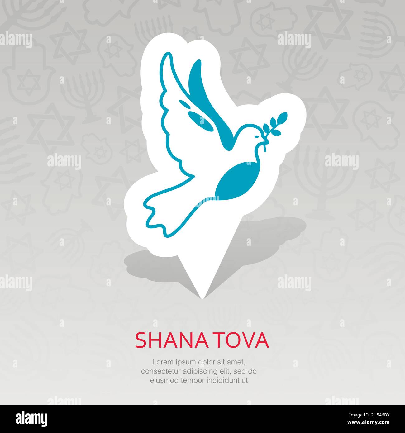 Colomba. Rosh Hashanah pin icona della mappa. Shana tova puntatore ...