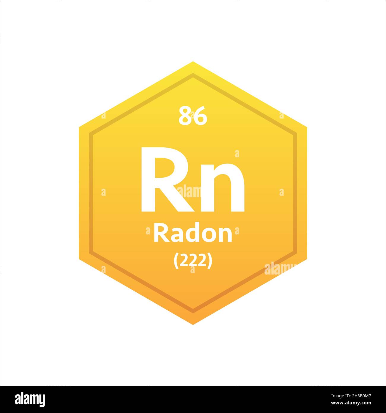 Simbolo radon. Elemento chimico della tabella periodica. Illustrazione ...