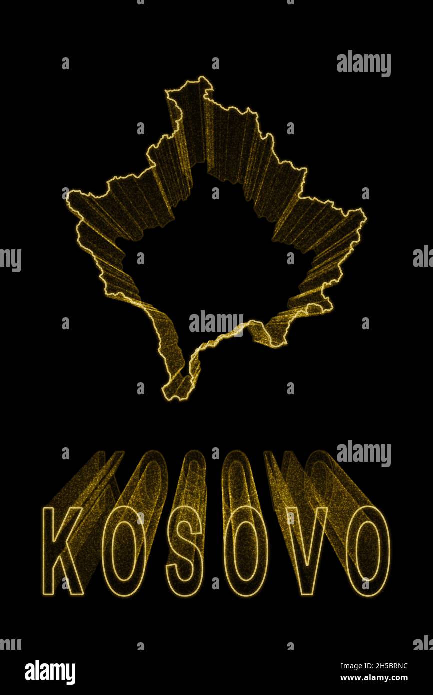Mappa di Kosovo, Gold Mappa su sfondo nero, effetto oro Foto stock - Alamy