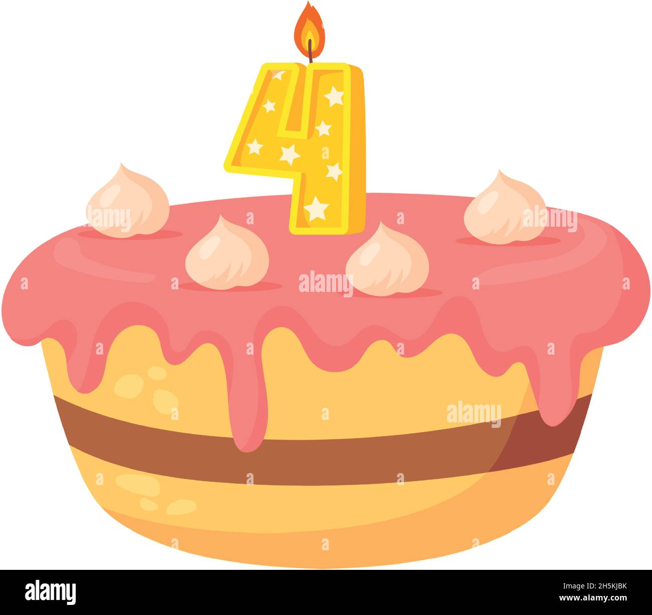 Torta di cartone animato. Cioccolato rosa per festeggiare, vettore ...