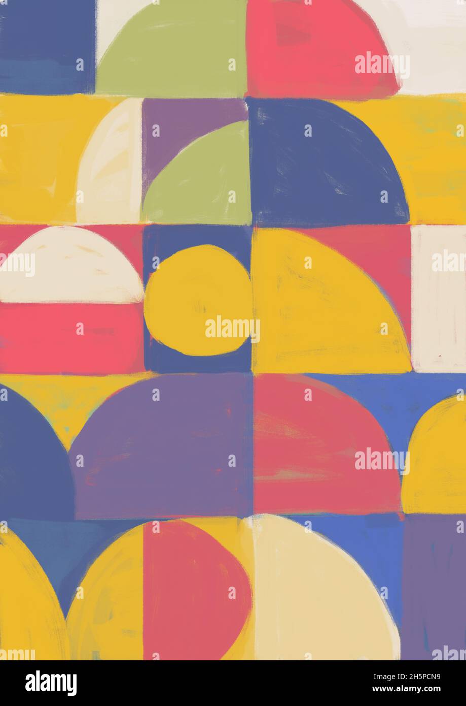Bella arte astratta con forme geometriche e colore primario ispirati ...