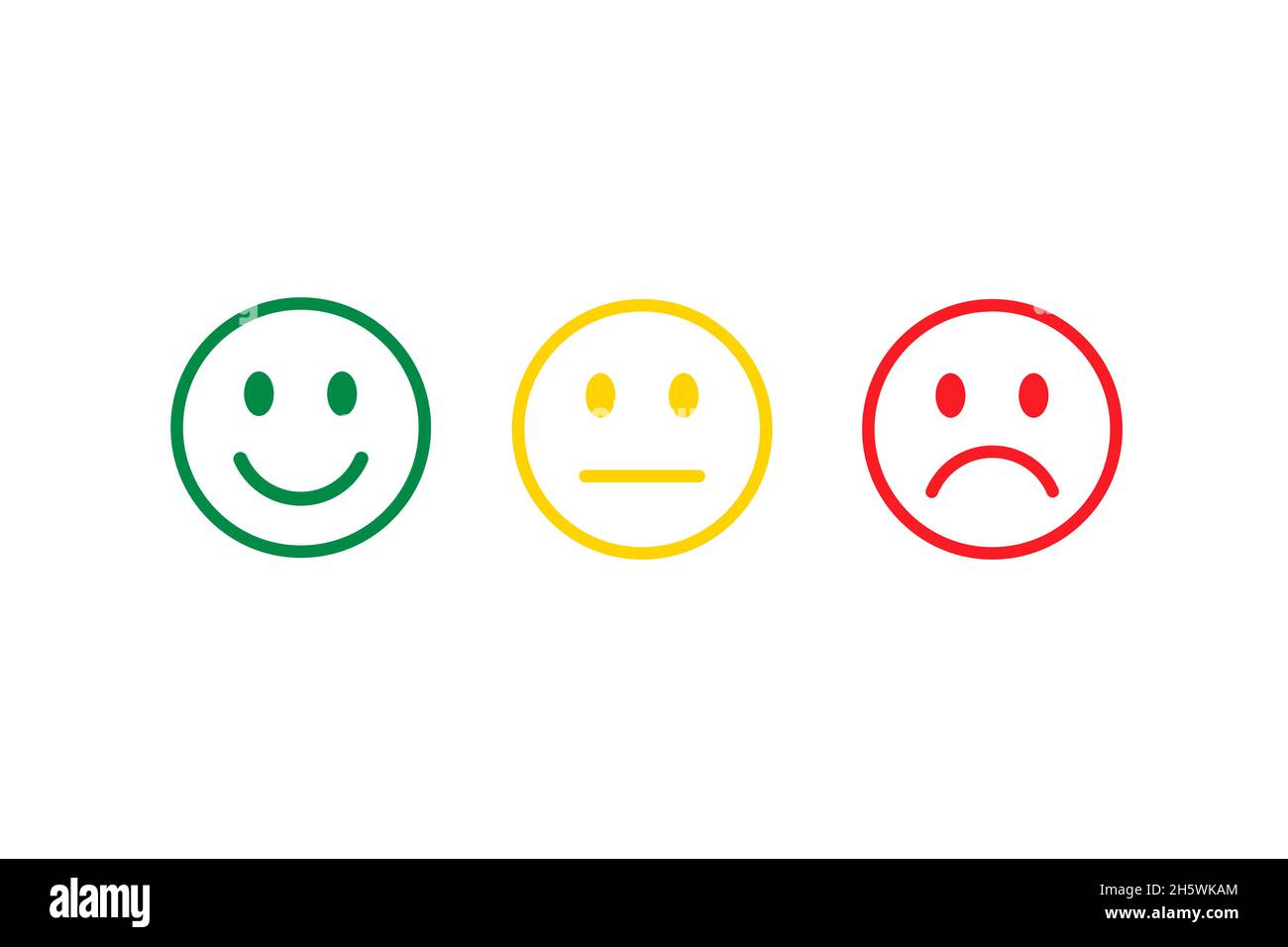 Moderno sorriso emoji. Felice, neutrale e triste infelice. Emoticon set ...