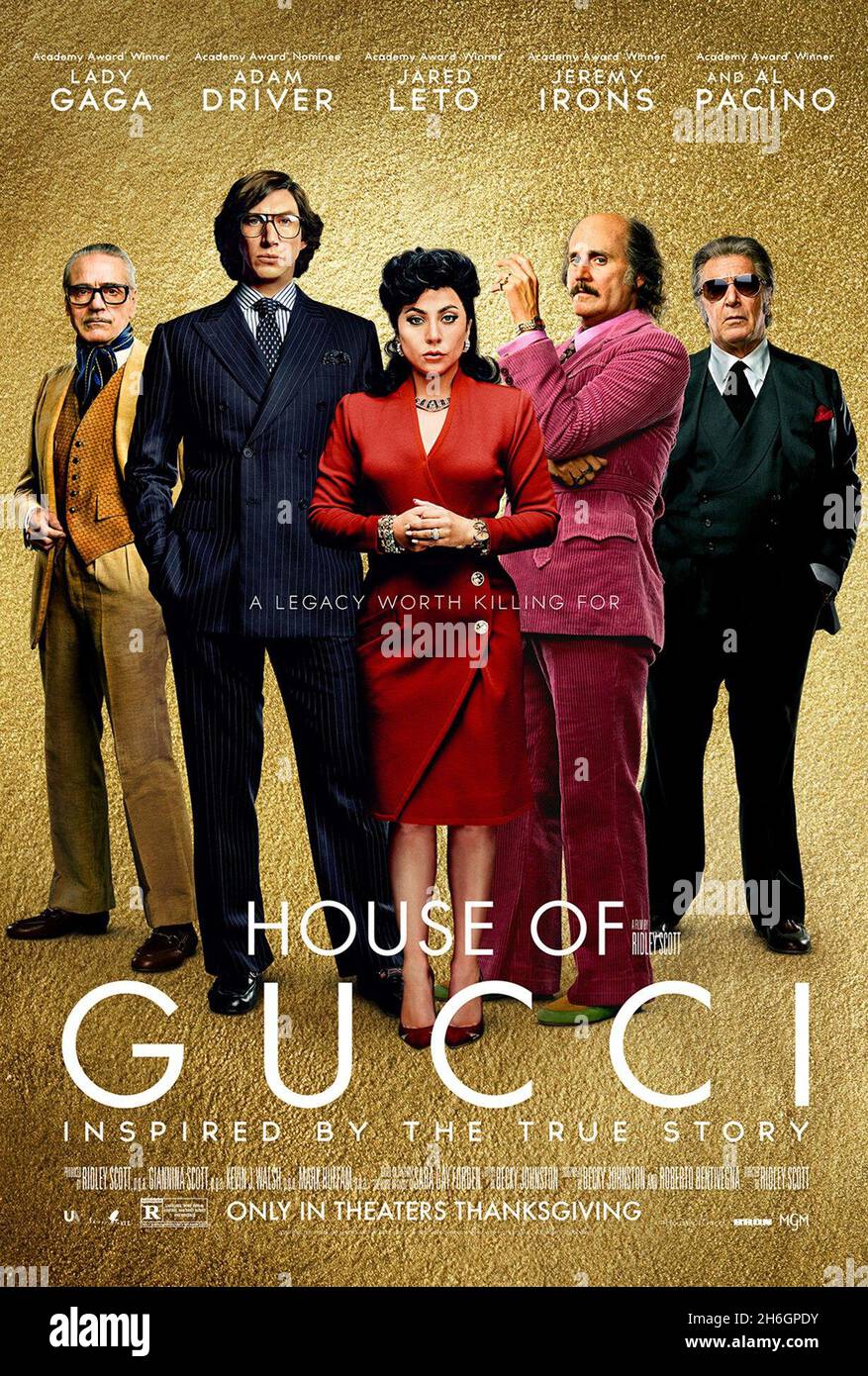 CASA DI GUCCI, US poster, da sinistra: Jeremy ferri come Rodolfo Gucci, Adam driver come ...