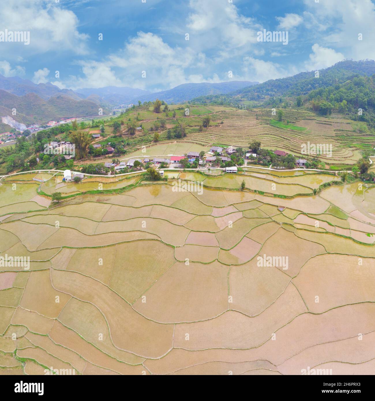 Veduta aerea di campi di riso terrazzati immagini e fotografie stock ad ...