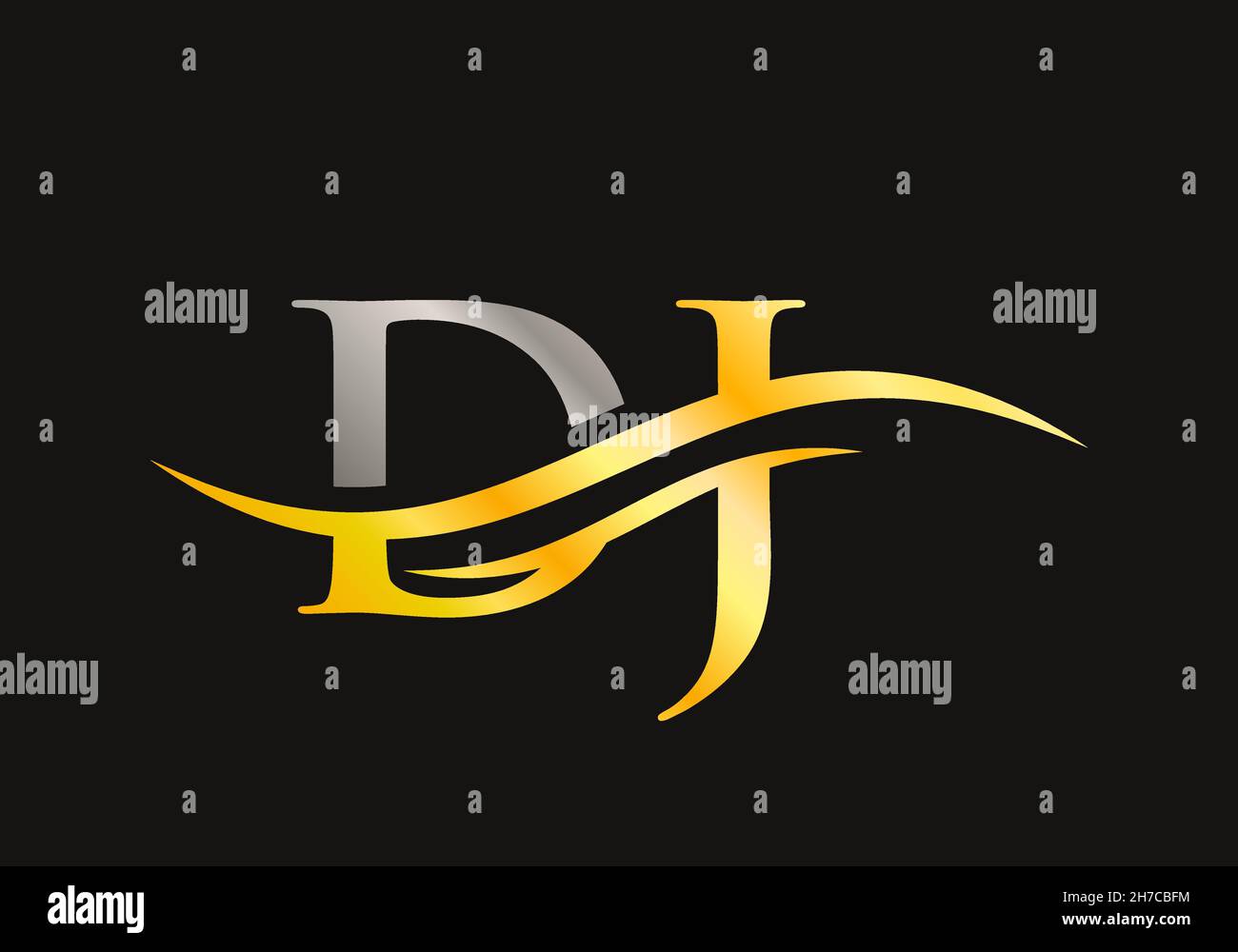 Disegno iniziale del logo del DJ della lettera collegata. Moderna ...