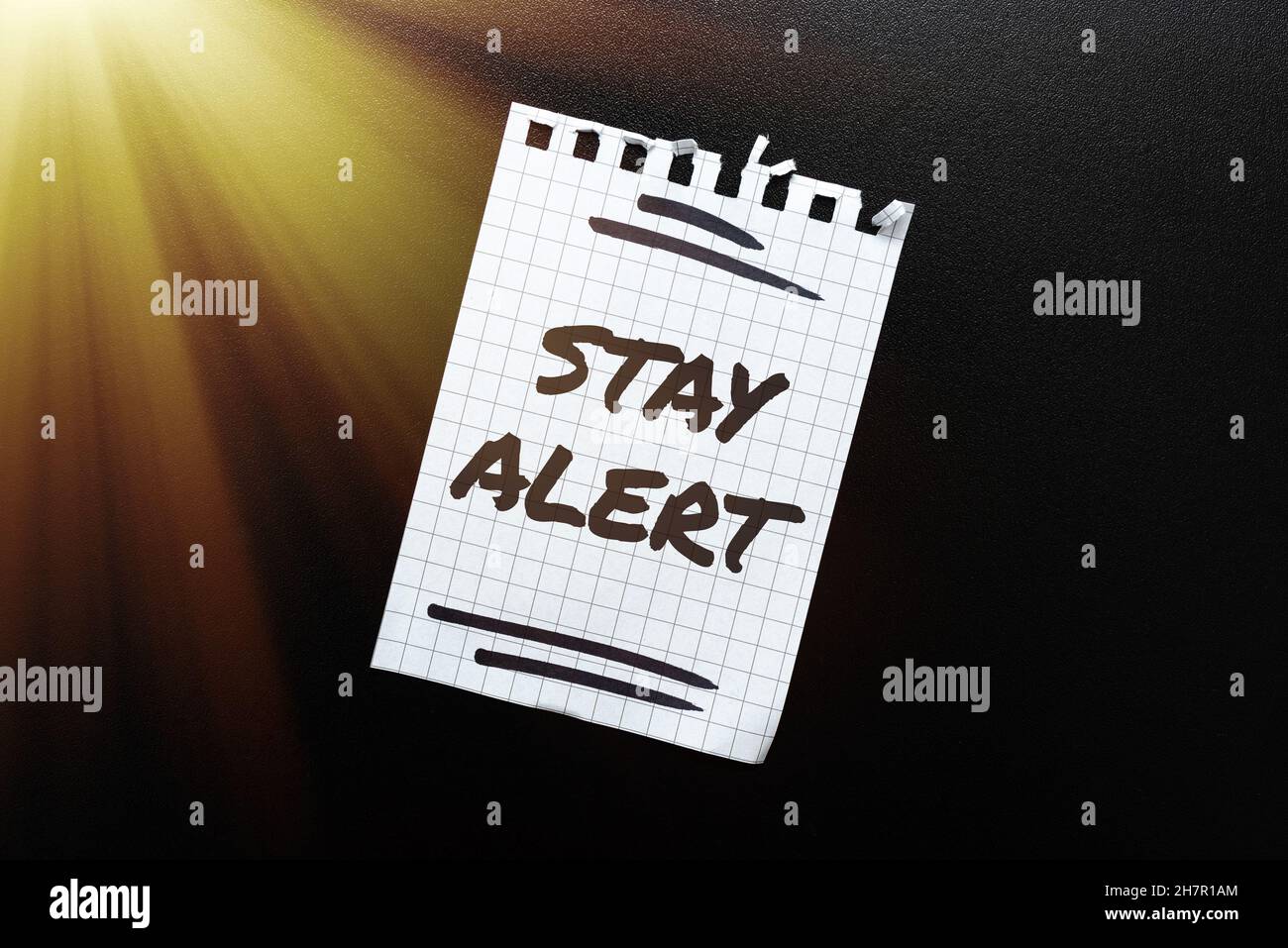 Cartello con la scritta Stay Alert. Parola per prestare la massima ...