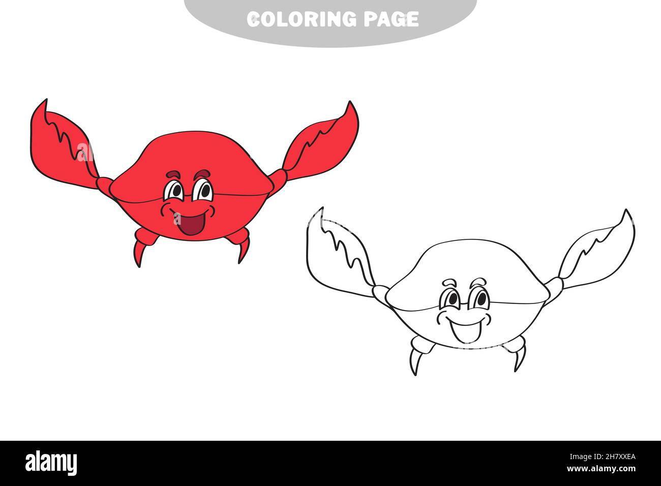 Semplice pagina da colorare. Illustrazione vettoriale del granchio ...