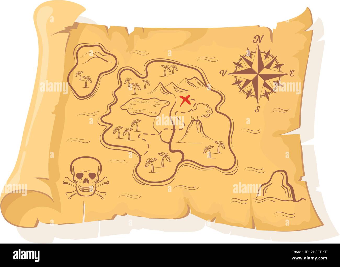 Mappa Del Tesoro Dei Pirati Dei Cartoni Animati L'isola Del Tesoro