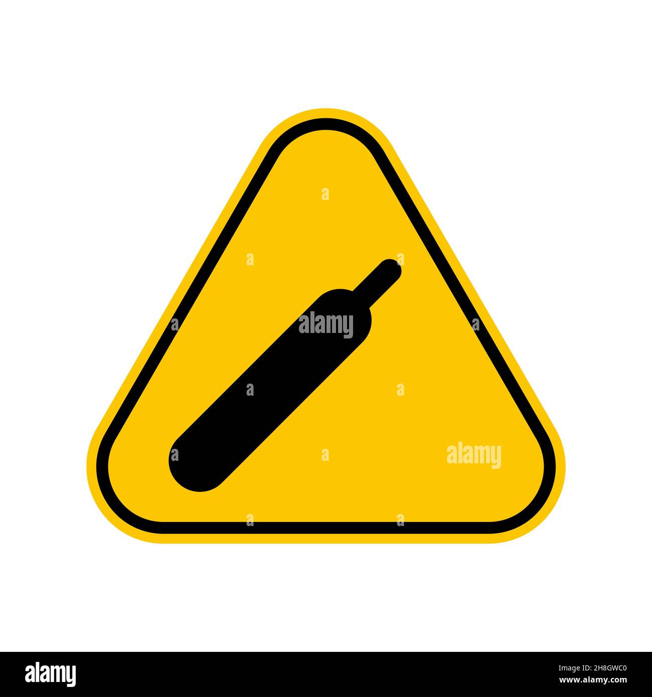 Simbolo di avvertenza gas compresso, simbolo di pericolo della bombola ...