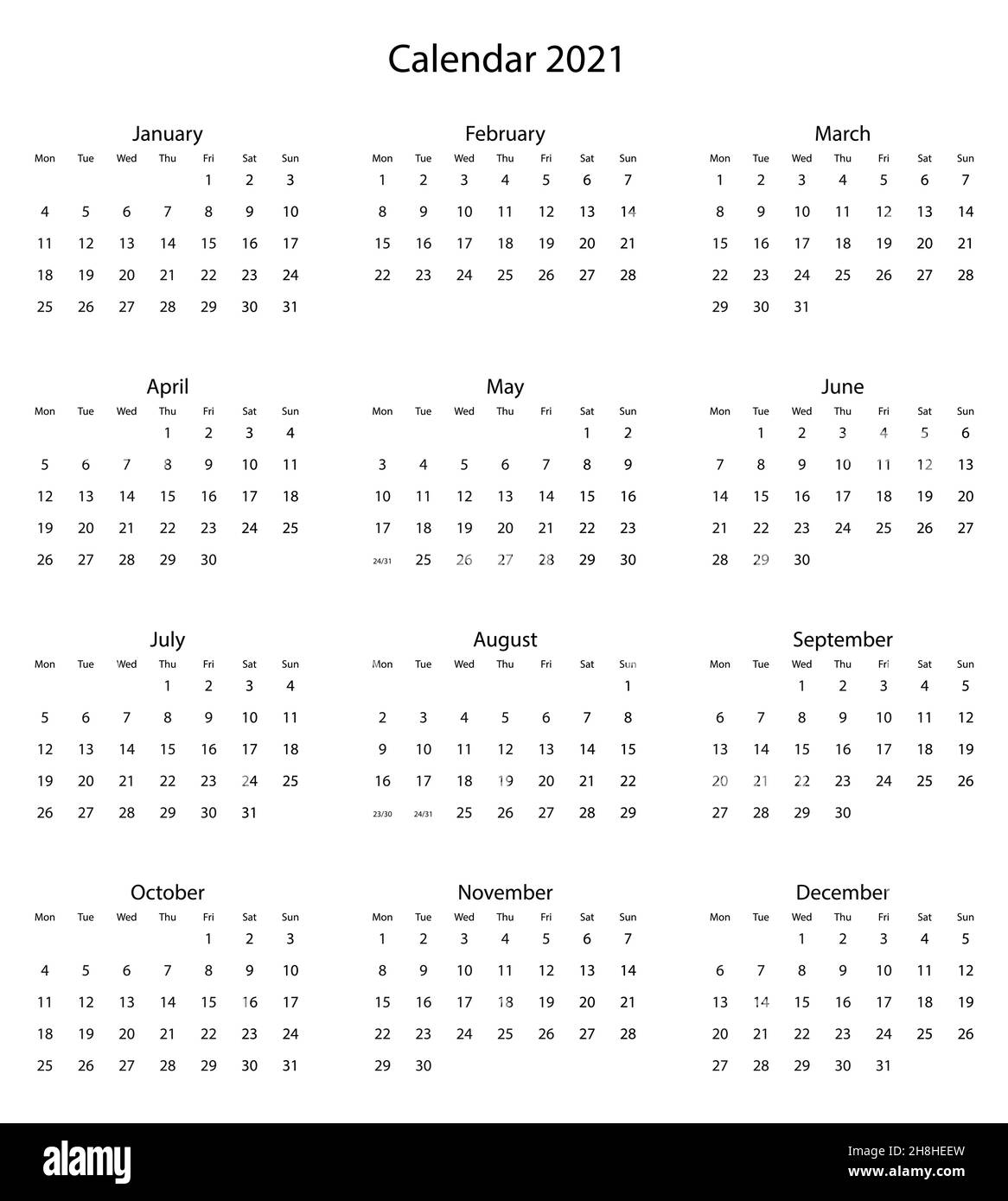 Calendario 2021 2022 2023 Immagini Vettoriali Stock - Pagina 2 - Alamy