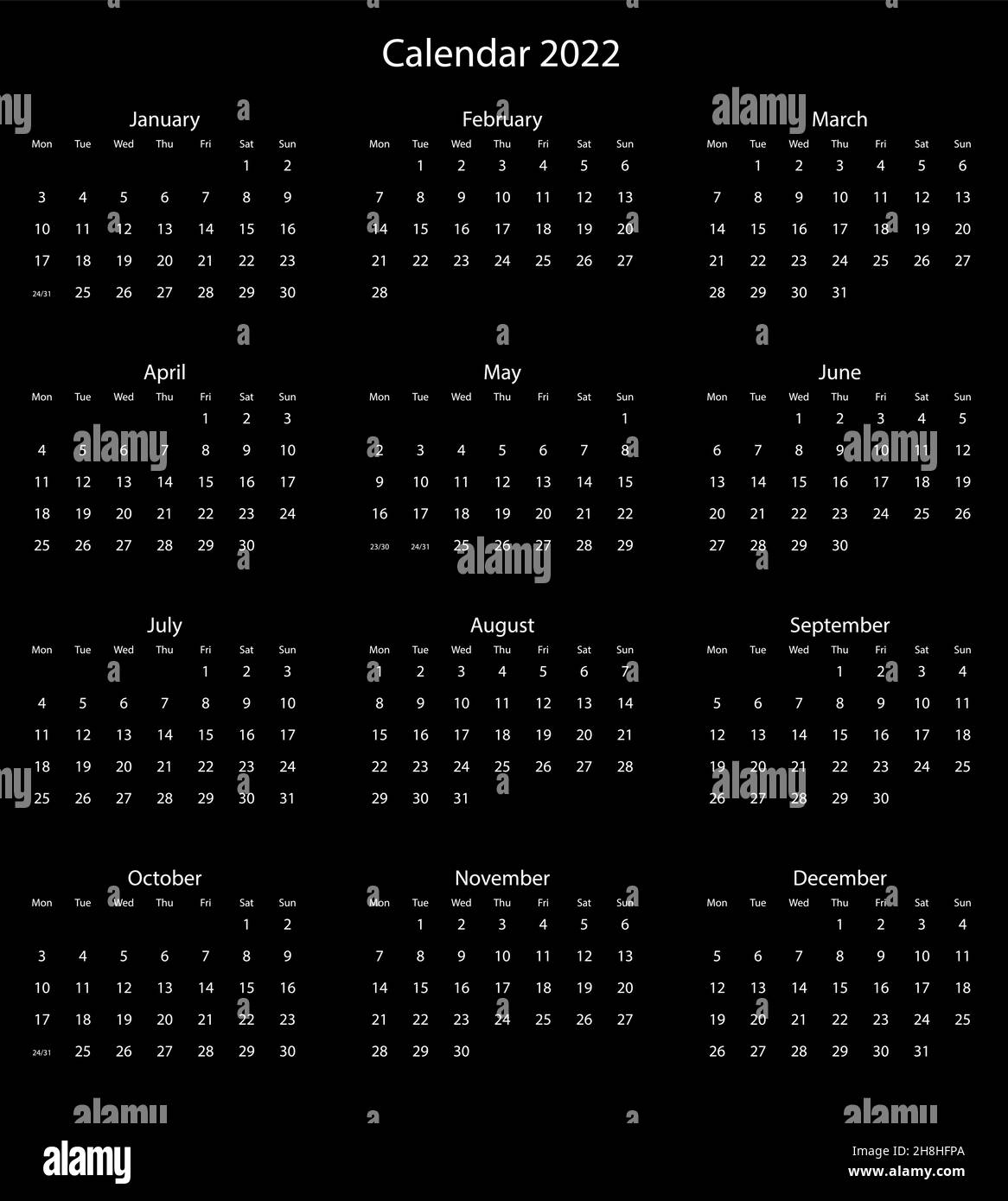 Calendario 2021 2022 2023 Foto e Immagini Stock in Bianco e Nero - Alamy