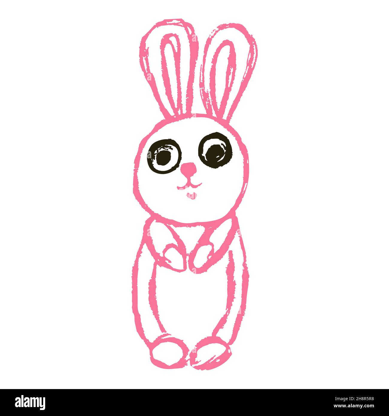 Lepre. Icona in stile disegno a mano. Disegno con pastelli di cera ...