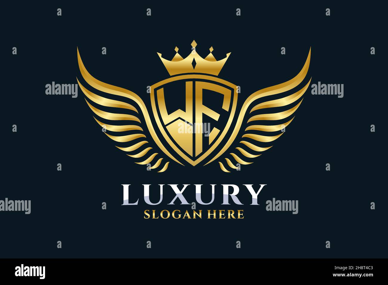 Luxury Royal Wing Letter WF crest Gold color Logo Vector, Victory logo ...