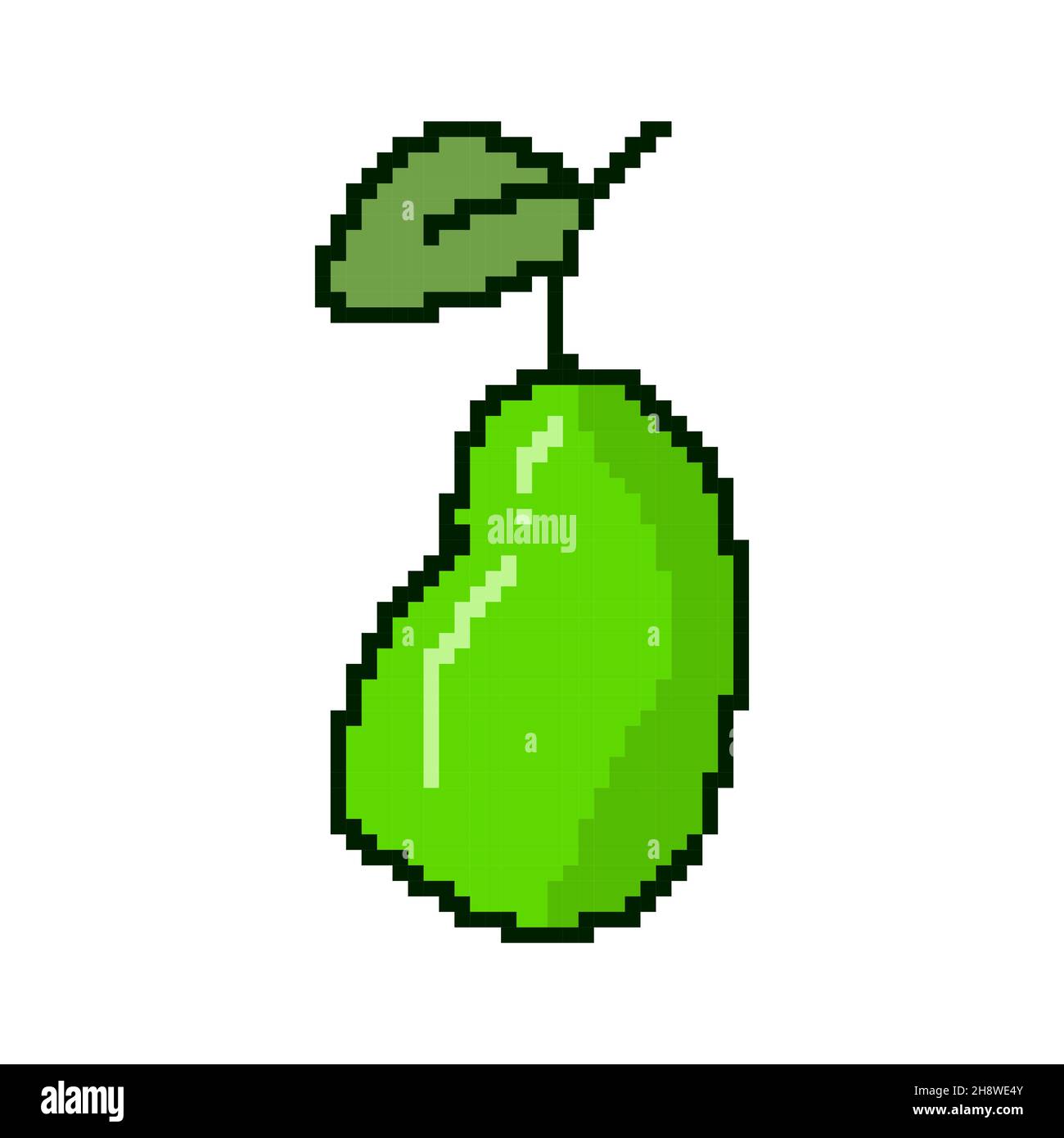 Icona pixel PEAR. Pera con foglia in stile pixel. Illustrazione ...